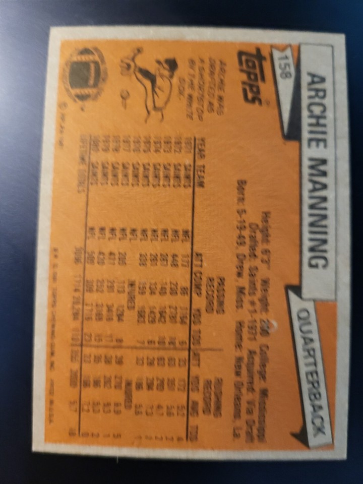 1981 Topps Archie Manning card #158.... | eBay