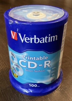 Verbatim Printable CD-R 100 Pack 700mb 52x 80min #96574 Sealed New Old Stock | eBay