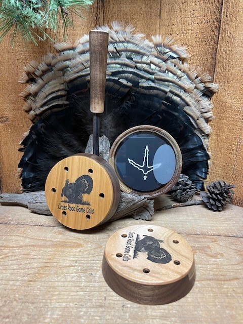 Custom Laminated Walnut/Cherry Crystal over Aluminum Turkey Call w ...