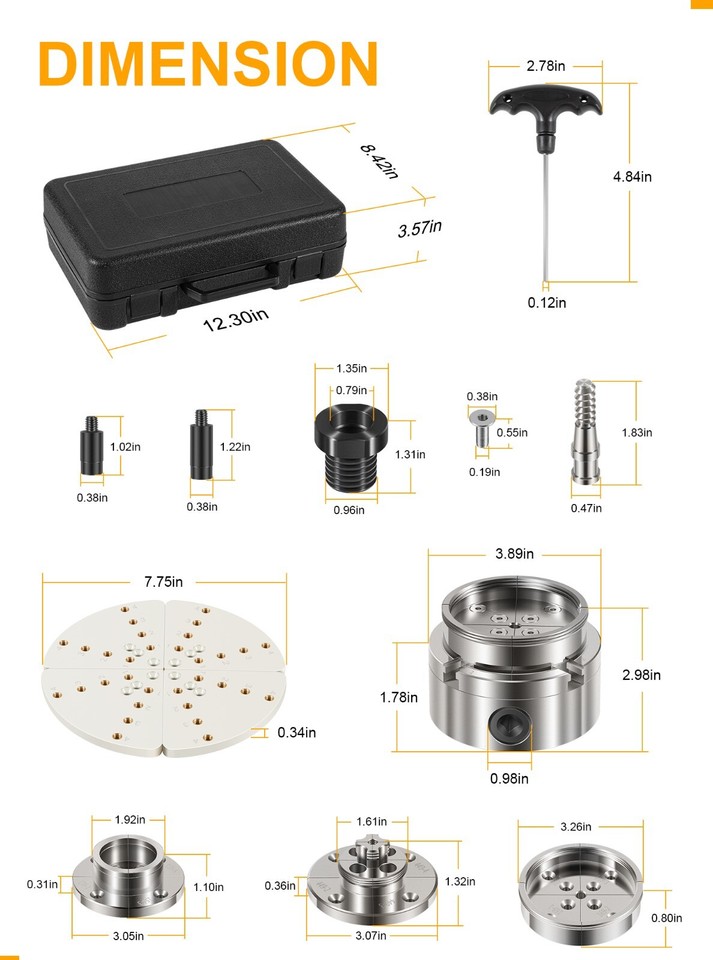 4 Inch Wood Lathe Chuck Set 1" x 8 tpi, Self Centering 4 Jaw Wood ...