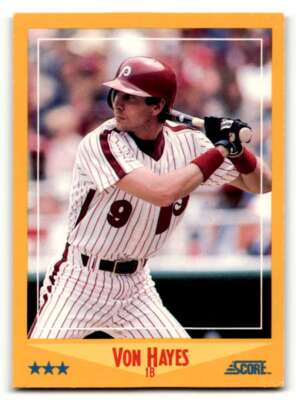 1988 Score #515 Von Hayes Philadelphia Phillies Baseball Cards EX/NM ID ...
