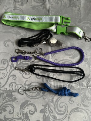 Lanyard Keychain w WHISTLE,QUICK RELEASE,DOUBLE KEY RING~LOT OF 5 ...
