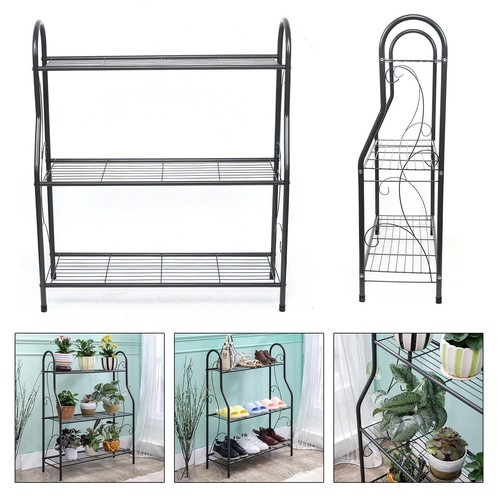 3 Tier Metal Plant Stand Flower Pot Rack Holder Indoor/Outdoor Shelf ...
