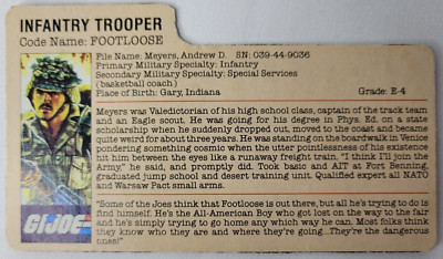 1985 Hasbro GI Joe Replacement Filecard-Footloose (v1) | eBay