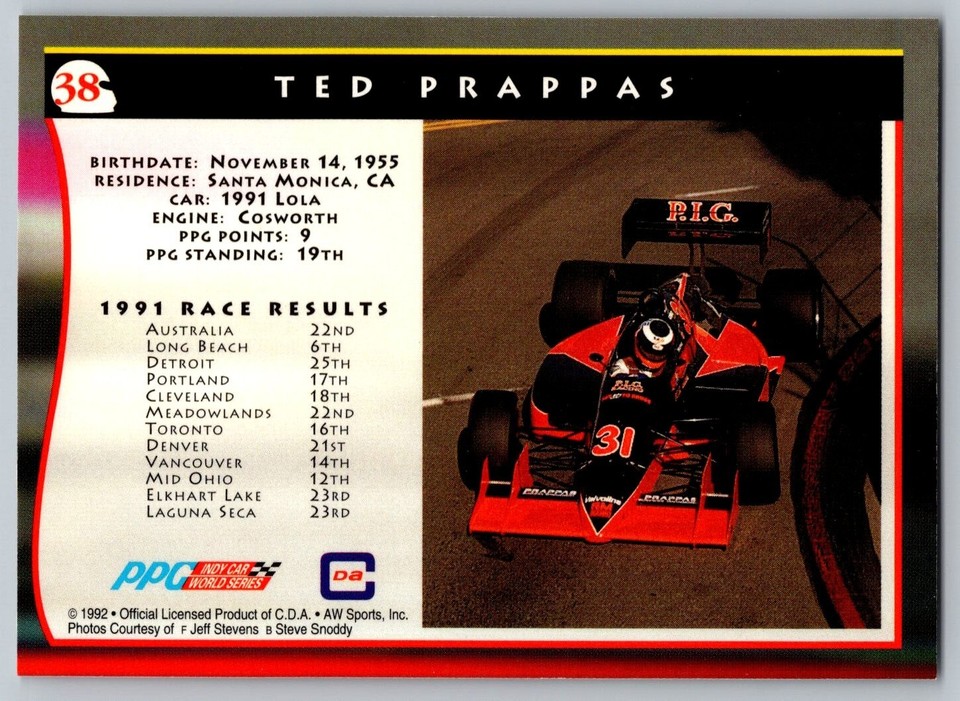 1992 All World Indy #38 Ted Prappas | eBay