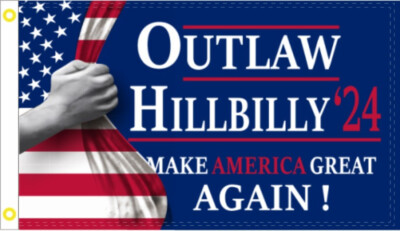 3X5 OUTLAW AND HILLBILLY TRUMP VANCE 2024 FLAG BANNER USA REVEAL W ...
