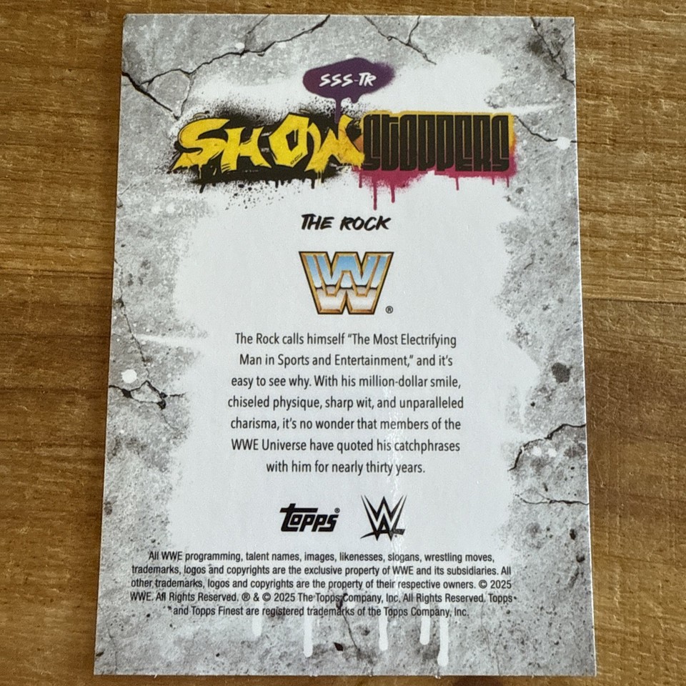 The Rock 2025 Topps Finest WWE Show Stoppers Insert Card #SSS-TR | eBay