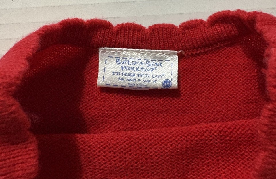 Build A Bear BAB Red Knit Sweater Sleeveless With Silver Bow | eBay