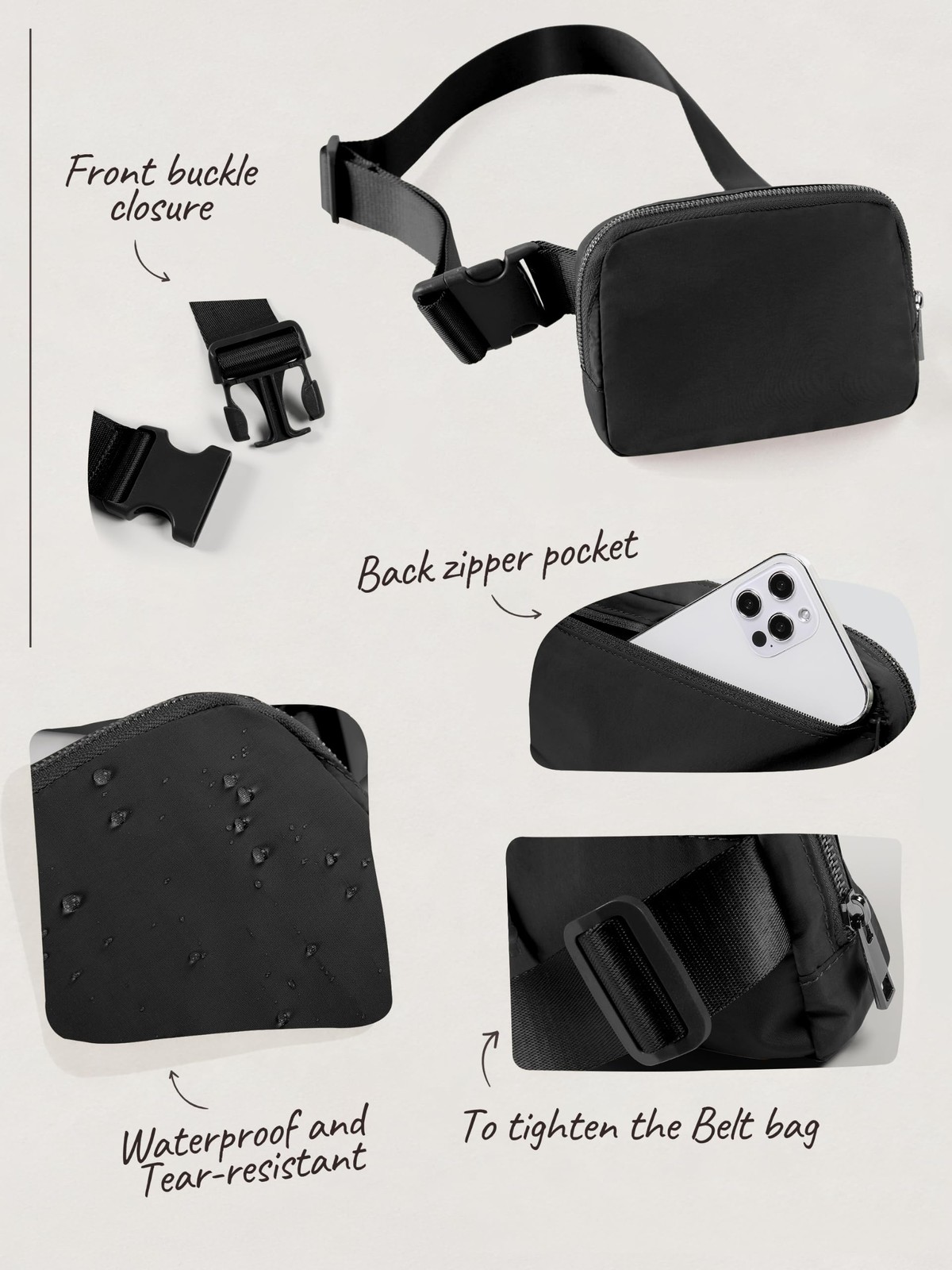 Unisex Mini Belt Bag with Adjustable Strap Small Fanny Pack for Workout ...