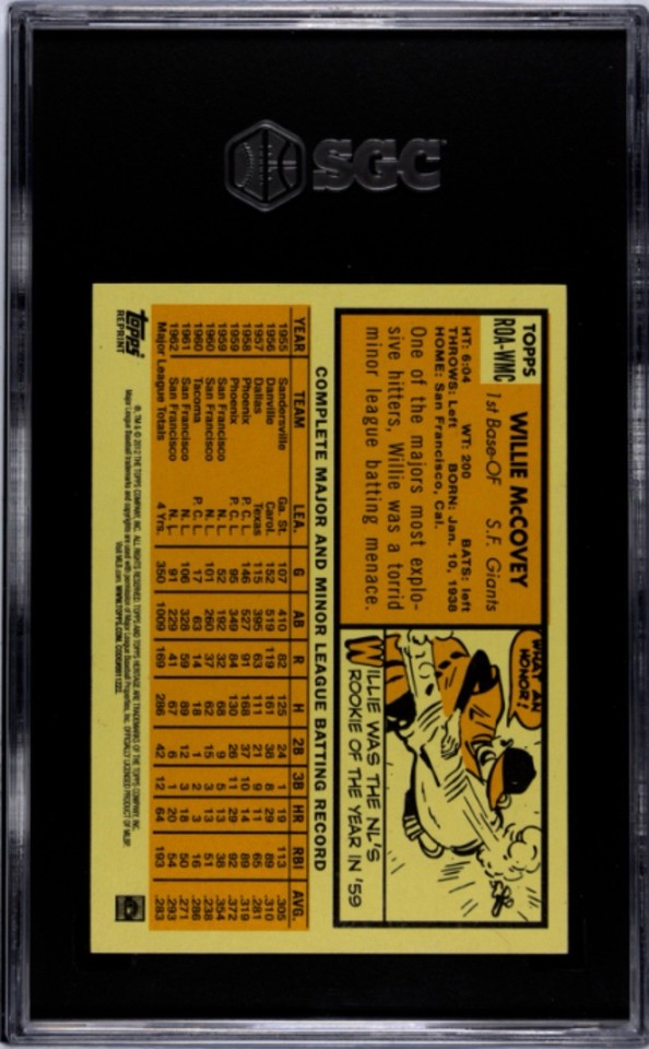 2012 Topps Heritage Willie McCovey Real One Red Ink Auto 48/63 SGC 9/10 ...