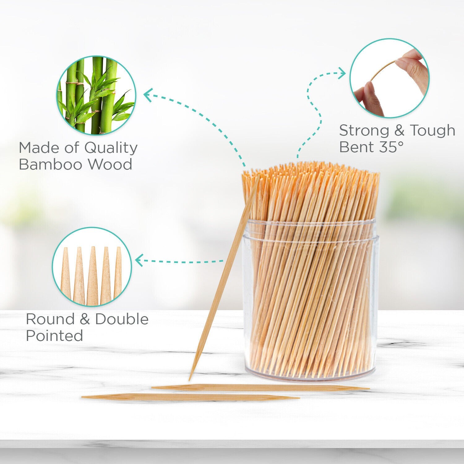 600 pk Bamboo Wooden Toothpicks Cocktail Sticks | Disposable 4 X 150 ...