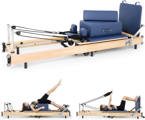 H&ZT Pilates Reformer Machine Oak WoodStudio Grade Pilates Machine for ...