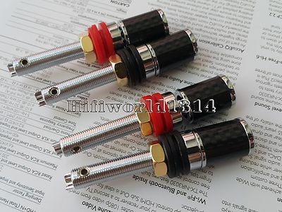 4x HIFI Carbon Fiber Copper Rhodium Speaker AmpTerminal Binding Post ...