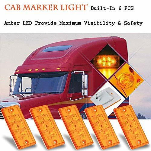 NPAUTO 5pcs Freightliner Cab Lights 6 LED Amber Roof Clearance Marker ...