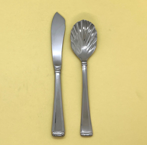GORHAM COLUMN GLOSSY STAINLESS FLATWARE MASTER BUTTER KNIFE & SUGAR ...