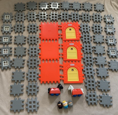Vintage Little Tikes Wee Waffle Blocks Castle Set 65 Pc Incl Queen ...