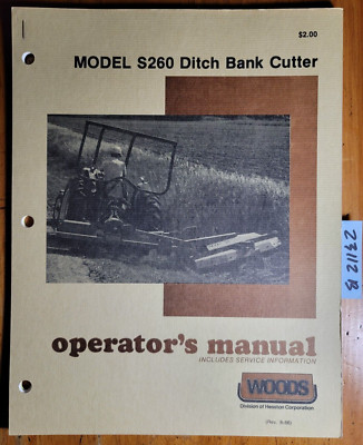 Woods S260 Ditch Bank Cutter Mower Owner's Operator's & Parts Manual F ...