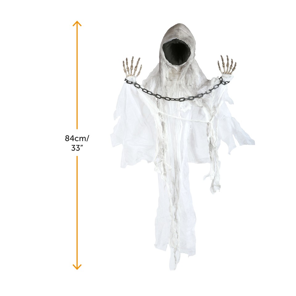 ANIMATED GHOST HALLOWEEN DECORATION 3FT FACELESS GHOST GHOUL SOUND ...
