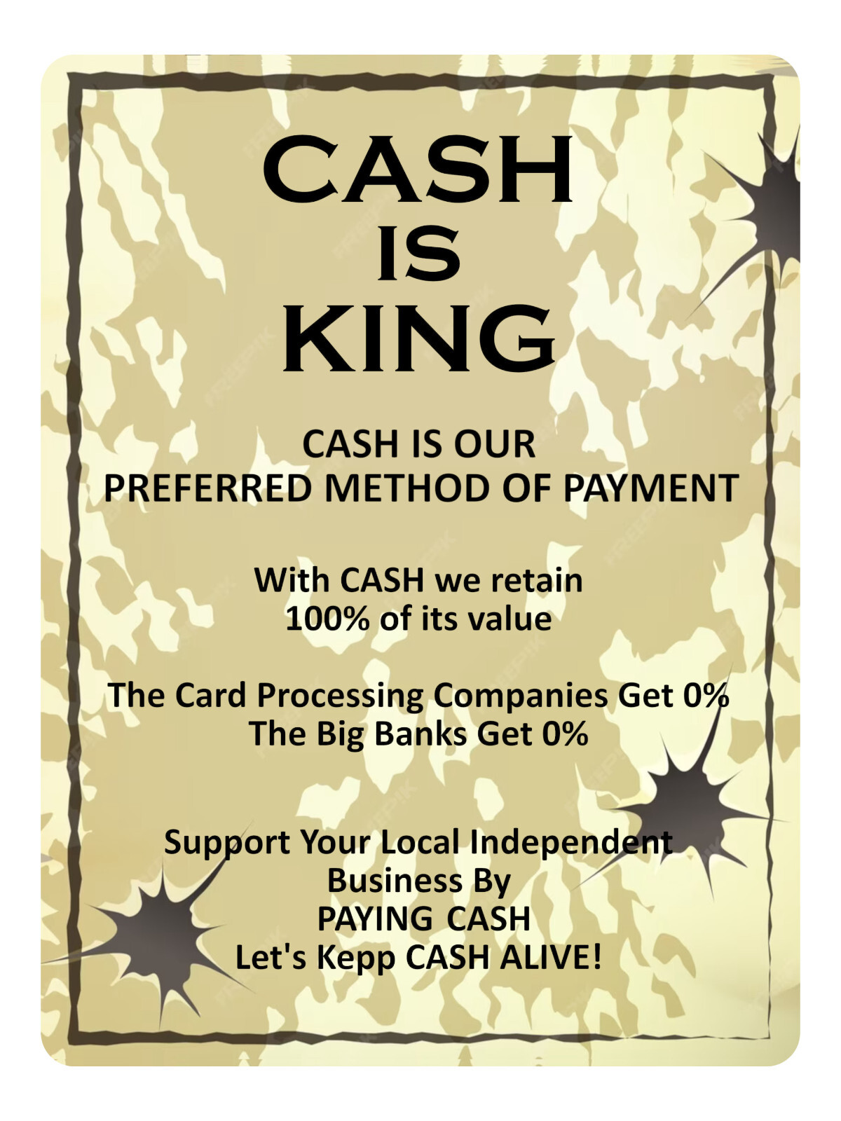 2164 KING OF CASH Preferred Method Of Payment Metal Aluminium Plaque ...