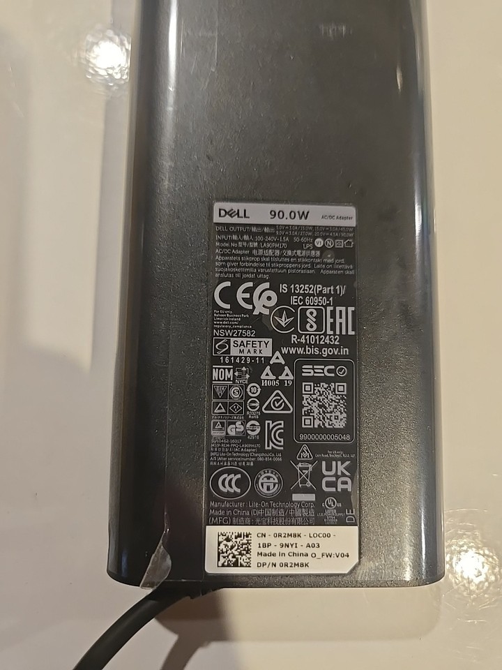 Dell LA90PM170 90W USB-C AC Adapter TDK33 0TDK33 90W Type-C Charger ...