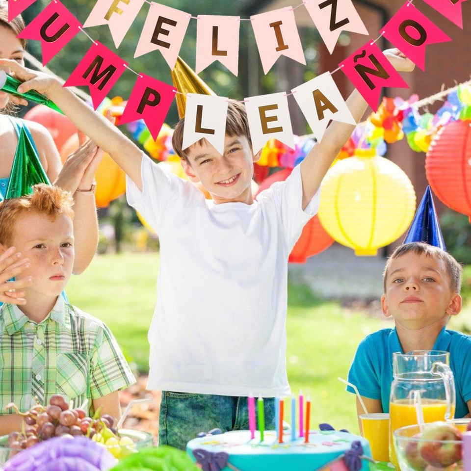 2Pcs Spanish Letter Birthday Party Buntings Birthday Paper Banners ...