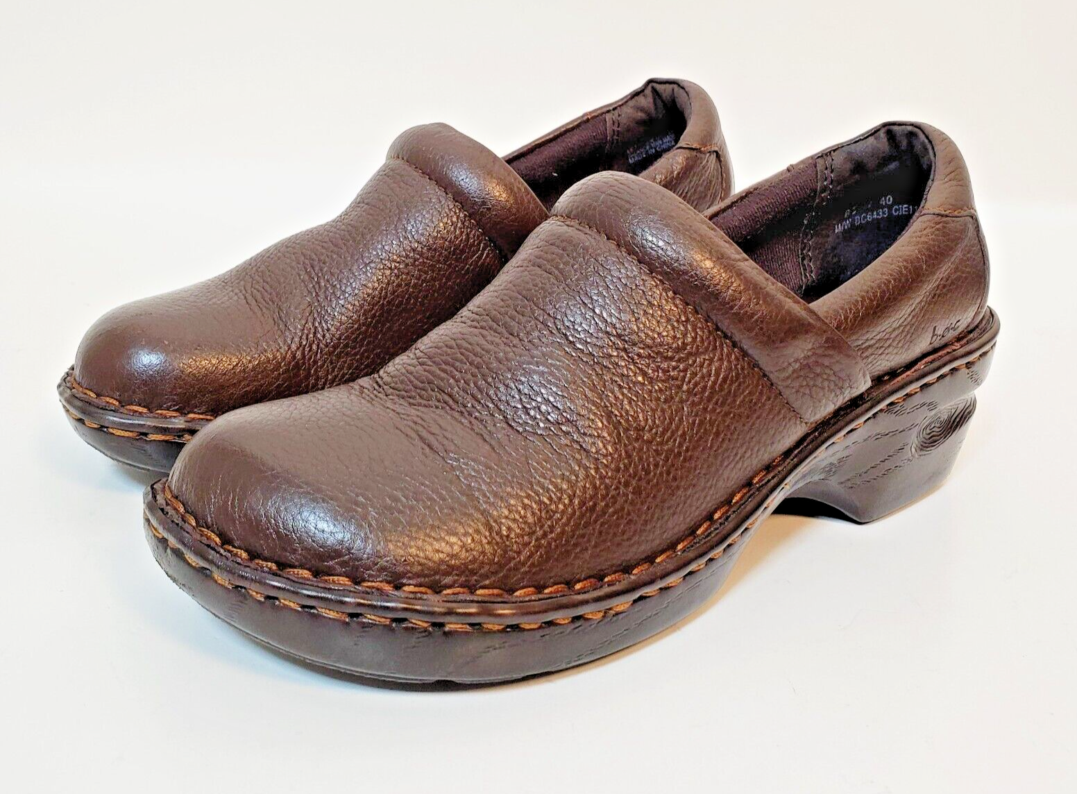 Boc Born Concept Womens Brown Pebbled Leather Slip On Clogs Mules SZ 8. ...