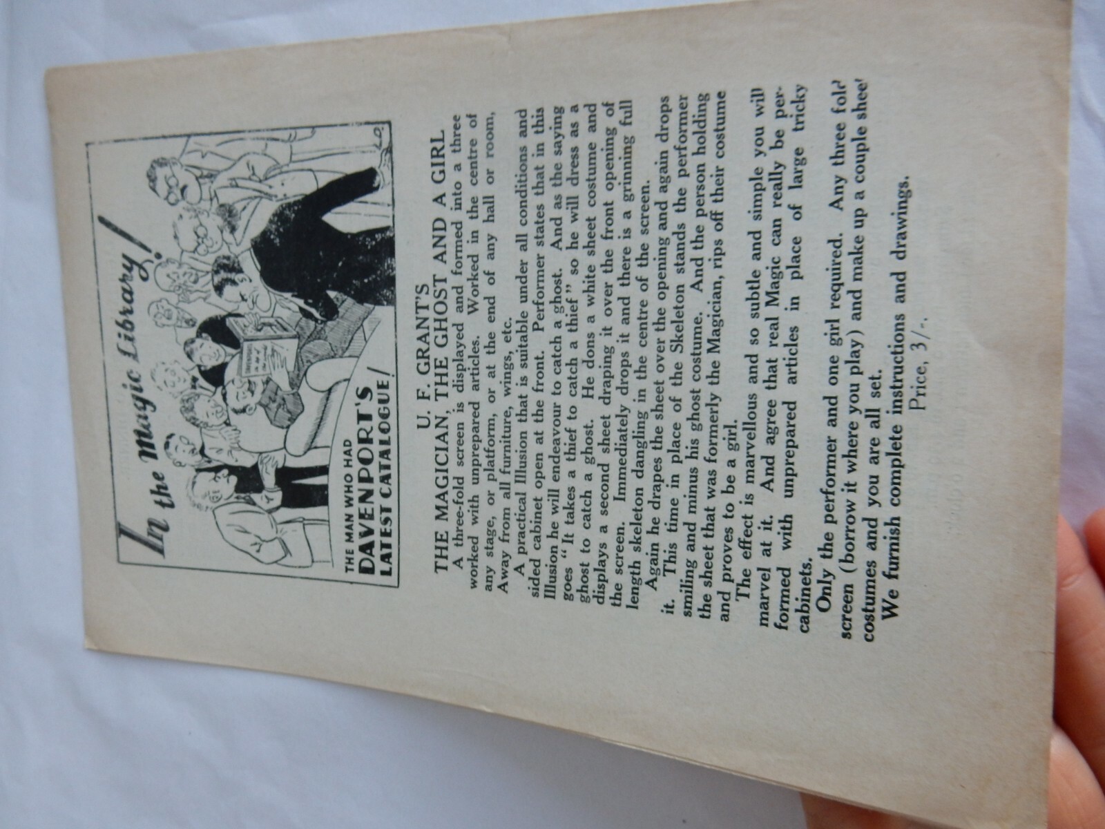 1950s DAVENPORTS Magic Tricks 4 page pamphlet straight jackets punch ...