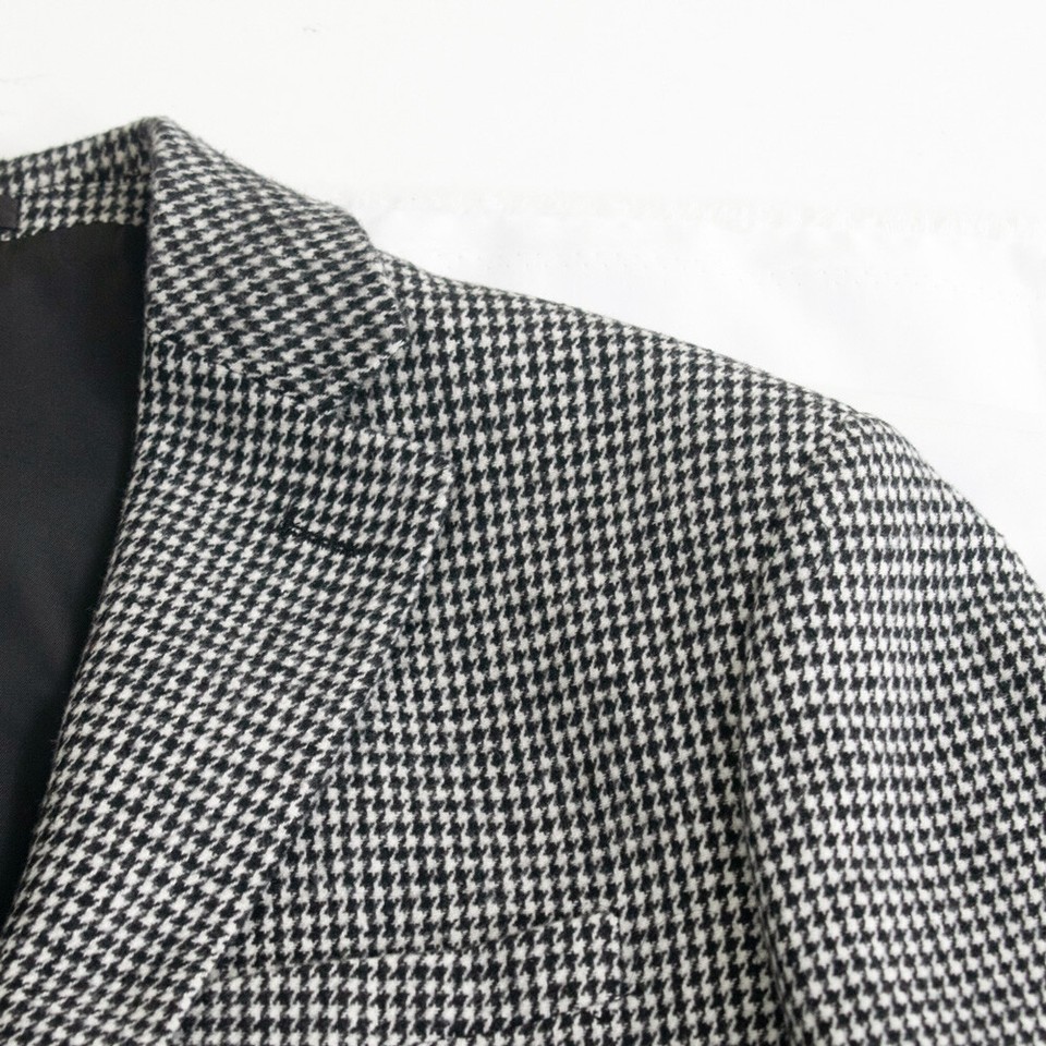 Men's Plaid Jacket Single Breasted Houndstooth Blazer Two Buttons ...