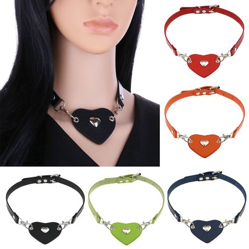 Punk Style Double Love Lock Buckle Choker Collar Neck Chain Strap ...