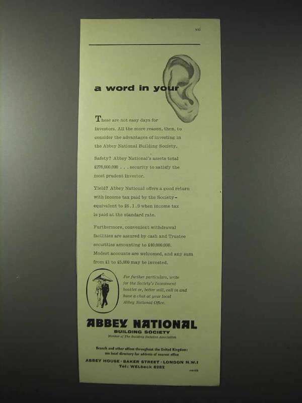 1958 Abbey National Building Society Ad - A Word In | eBay