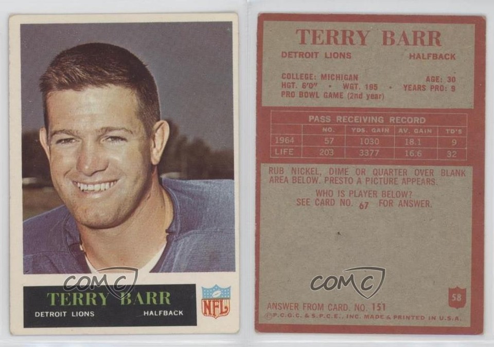 1965 Philadelphia Terry Barr #58 2u3 | eBay