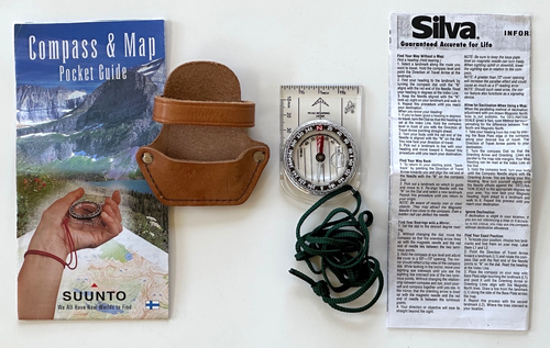 Vintage SILVA POLARIS TRANSPARENT COMPASS + Lanyard / Leather Holder ...