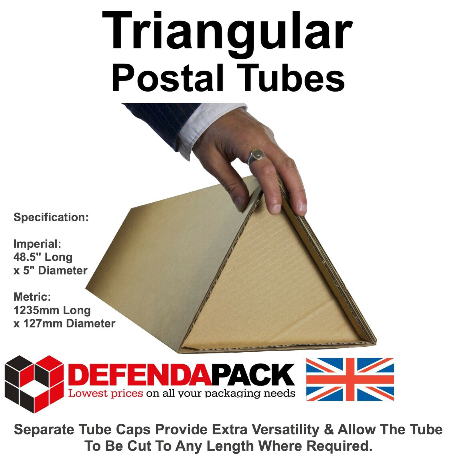 50 TRIANGULAR POSTAL TUBES BOXES 48.5" LONG 1235mm x 5" 127mm WIDE ...