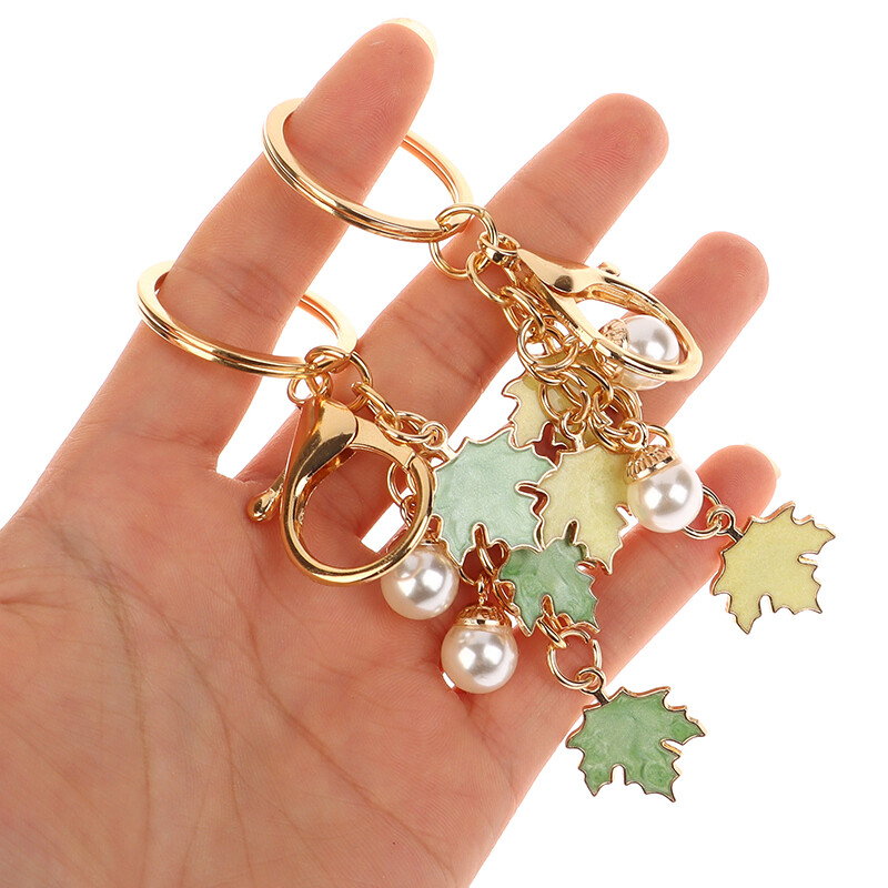 Maple Leaf Keychain Enamel Plant Key Rings For Women Men Handbag ...