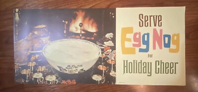 Fabulous Vintage MCM 1960s Christmas Egg Nog Advertising Poster | eBay