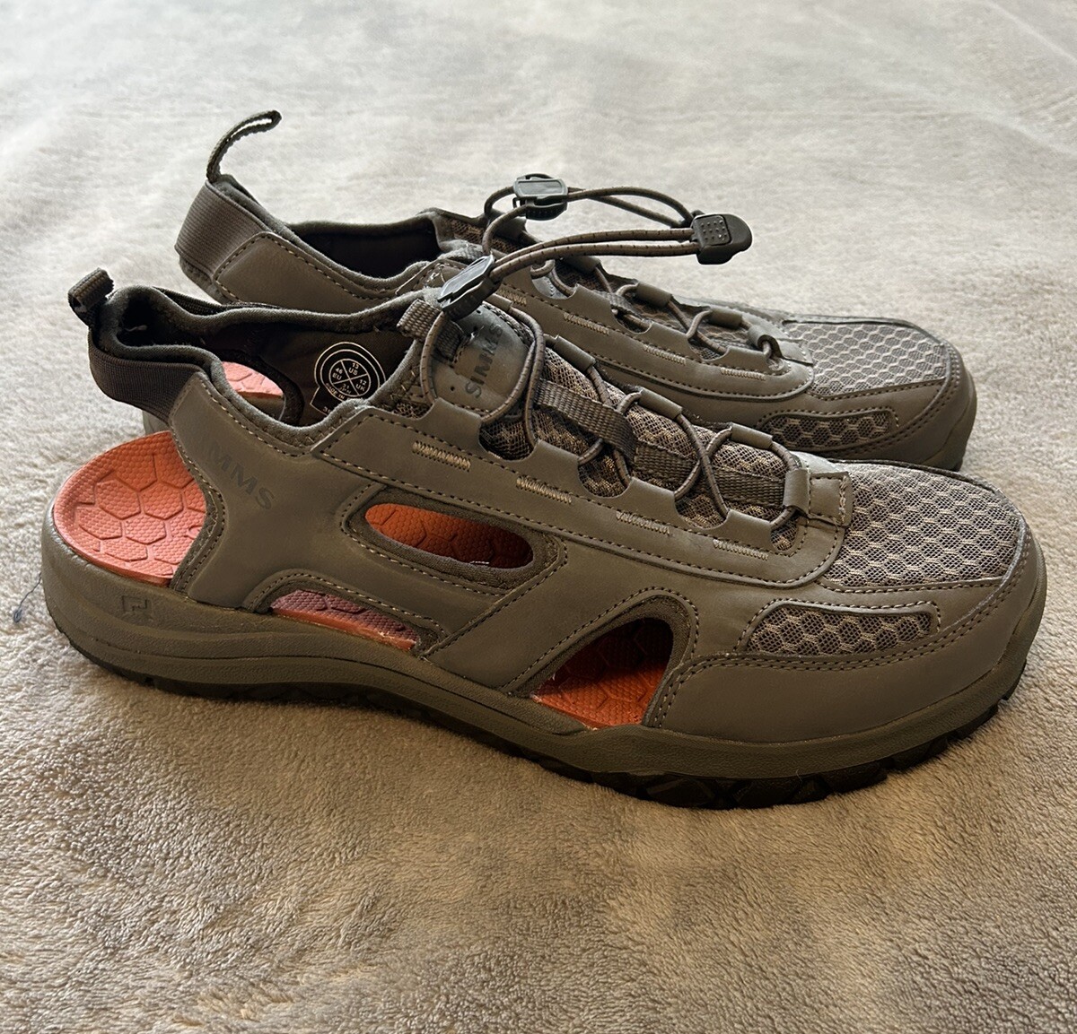 SIMMS Men's Size 13 US Fishing Shoes Sandals Rear Entry Carbon Gray ...