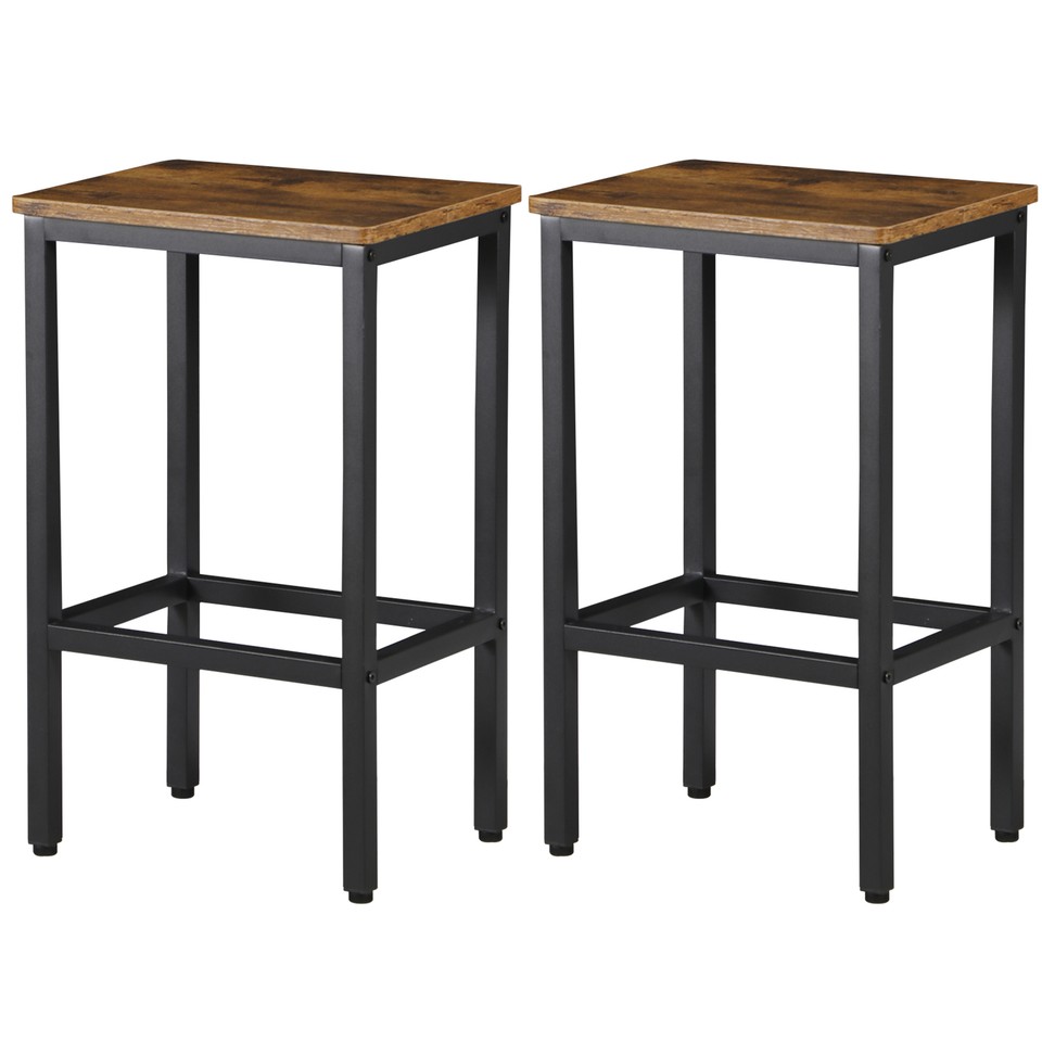 Set of 2 Bar Stools Kitchen Breakfast Chairs with Footrest for Living ...