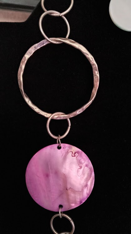 Silver Chain With Seashell Discs Pink Blue + Seashell Disc Hook ...