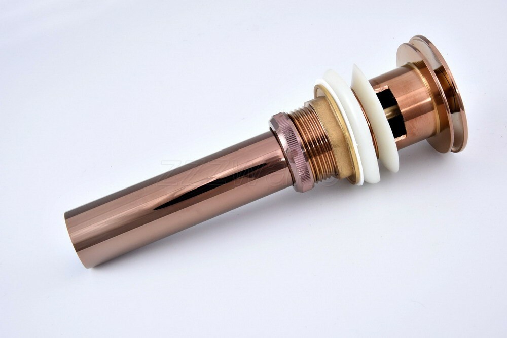 Rose Gold Brass Round Cap Pop UP Sink Basin Waste / Drain With Overflow ...