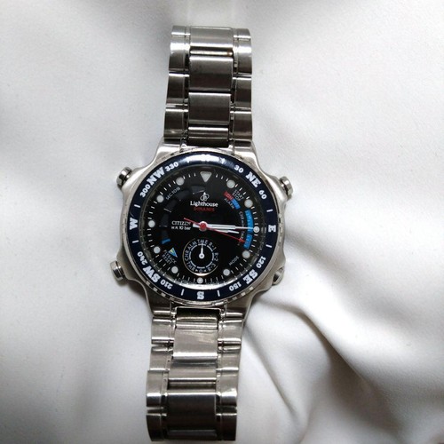 Citizen Lighthouse 9840-580868Y Vintage Yacht timer Black Slv Quartz ...