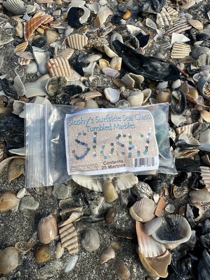 Slushy's Surfside Sea Glass Tumbled Marbles 25 Pack cat eye solid slag ...
