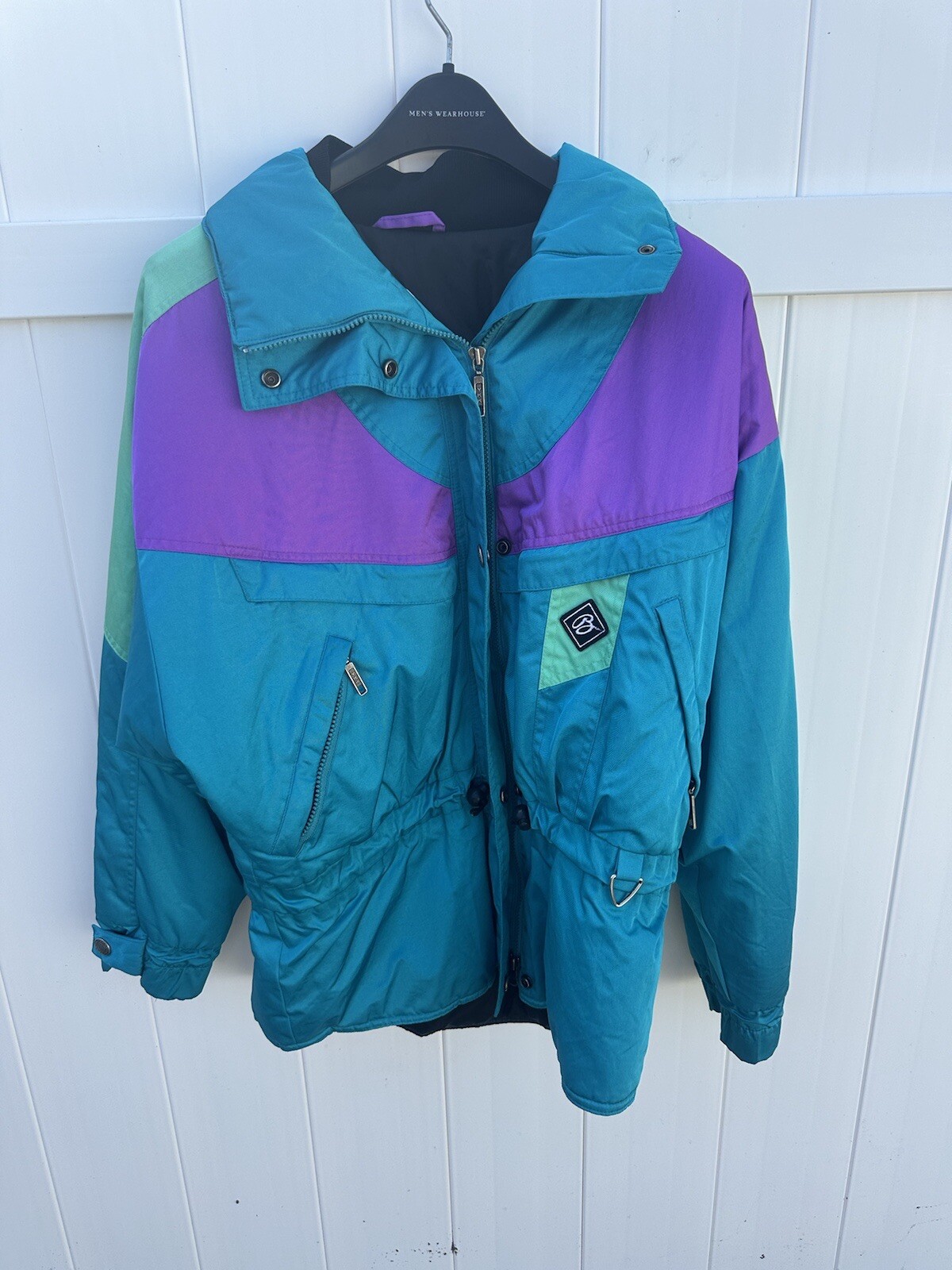 Vintage 80s-90s Black Bear Blue/Teal/purple Retro Puffer Jacket Women’s ...