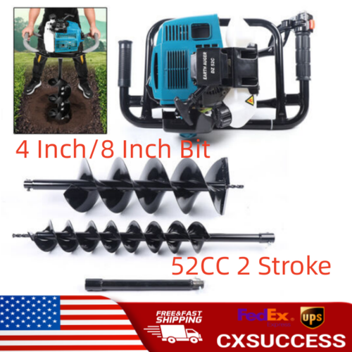 52CC 2 Stroke Post Hole Digger Ground Auger Bore Driller Drill Borer +4 ...