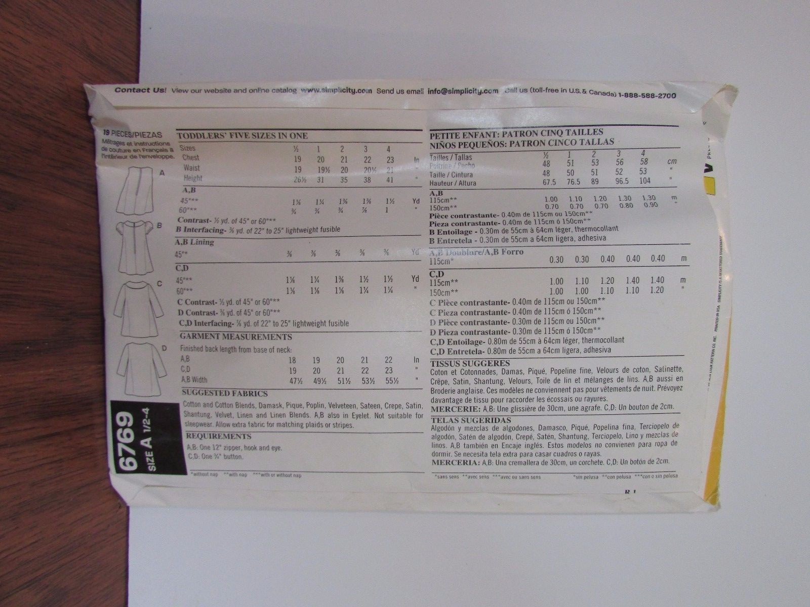 simplicity new look 6769 sizes 1/2-4 childs toddlers dress | eBay