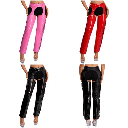 Womens Cowgirl Adjustable Cowboy Chaps Fringe Pants Halloween Trousers ...