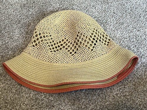 Eddie Bauer Sun Hat Small/medium 100% Paper Straw Bucket Hat Beige And ...
