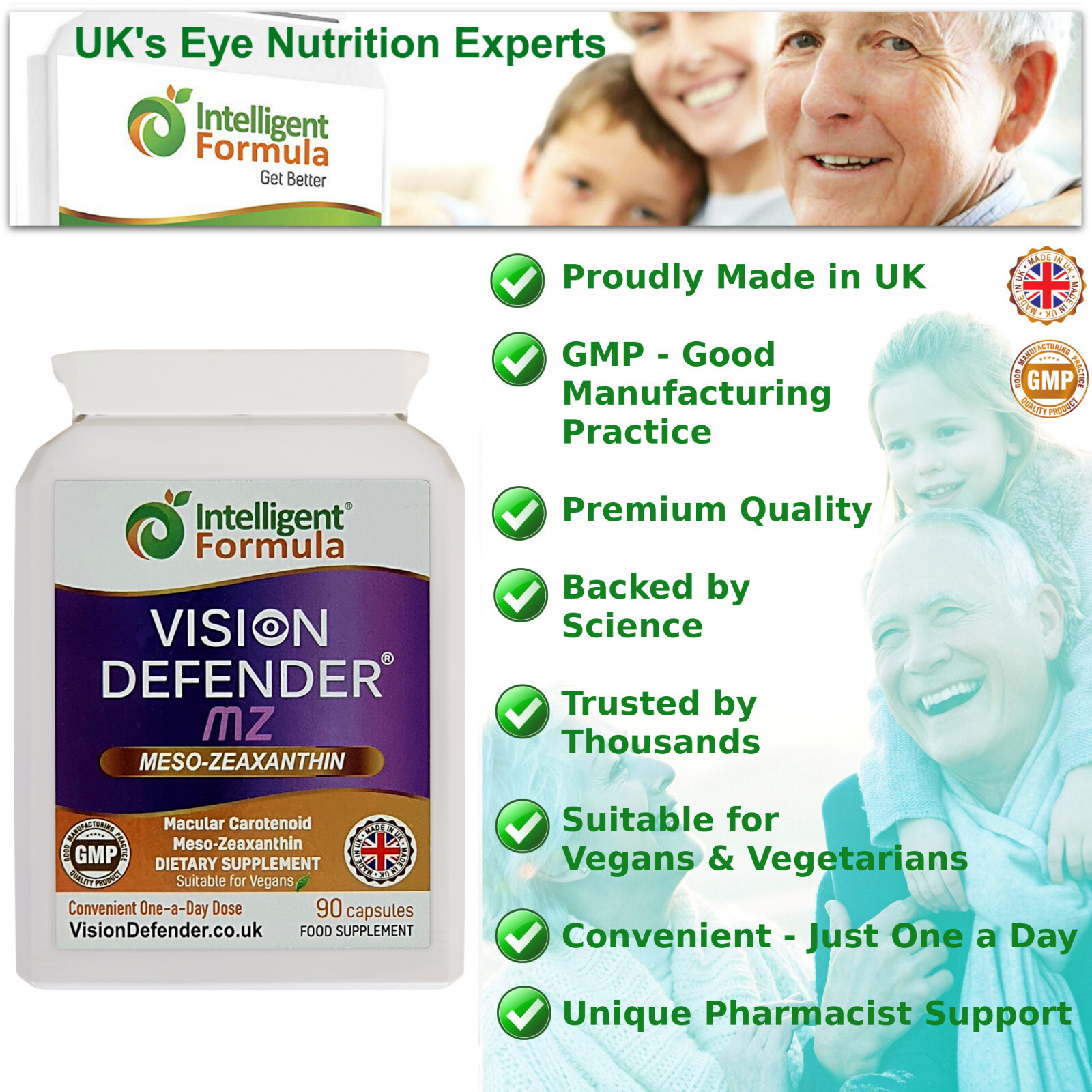 VISION DEFENDER MZ - Meso-Zeaxanthin Macular Health Eye Care Vegan 90 ...