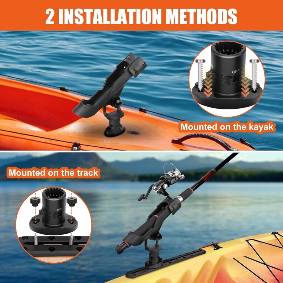 Kayak Fishing Rod Holder,360° Fishing Boat Rod Holder for Track Mount ...