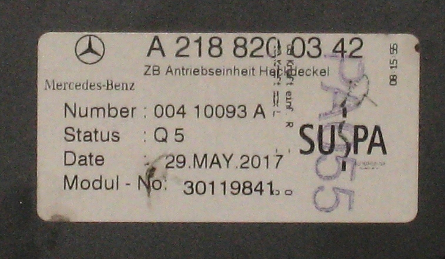 MERCEDES CLS E CLASS TRUNK LID PULL DOWN MOTOR DRIVE ASSEMBLY ...