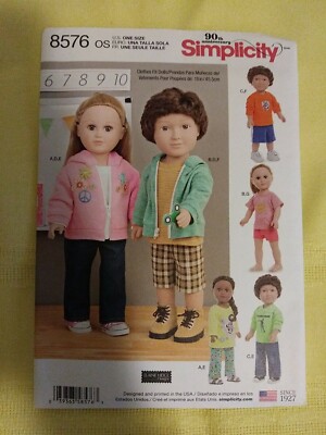 Simplicity 8576 18" American Girl Doll Casual Clothes Hoodie BN **FREE ...